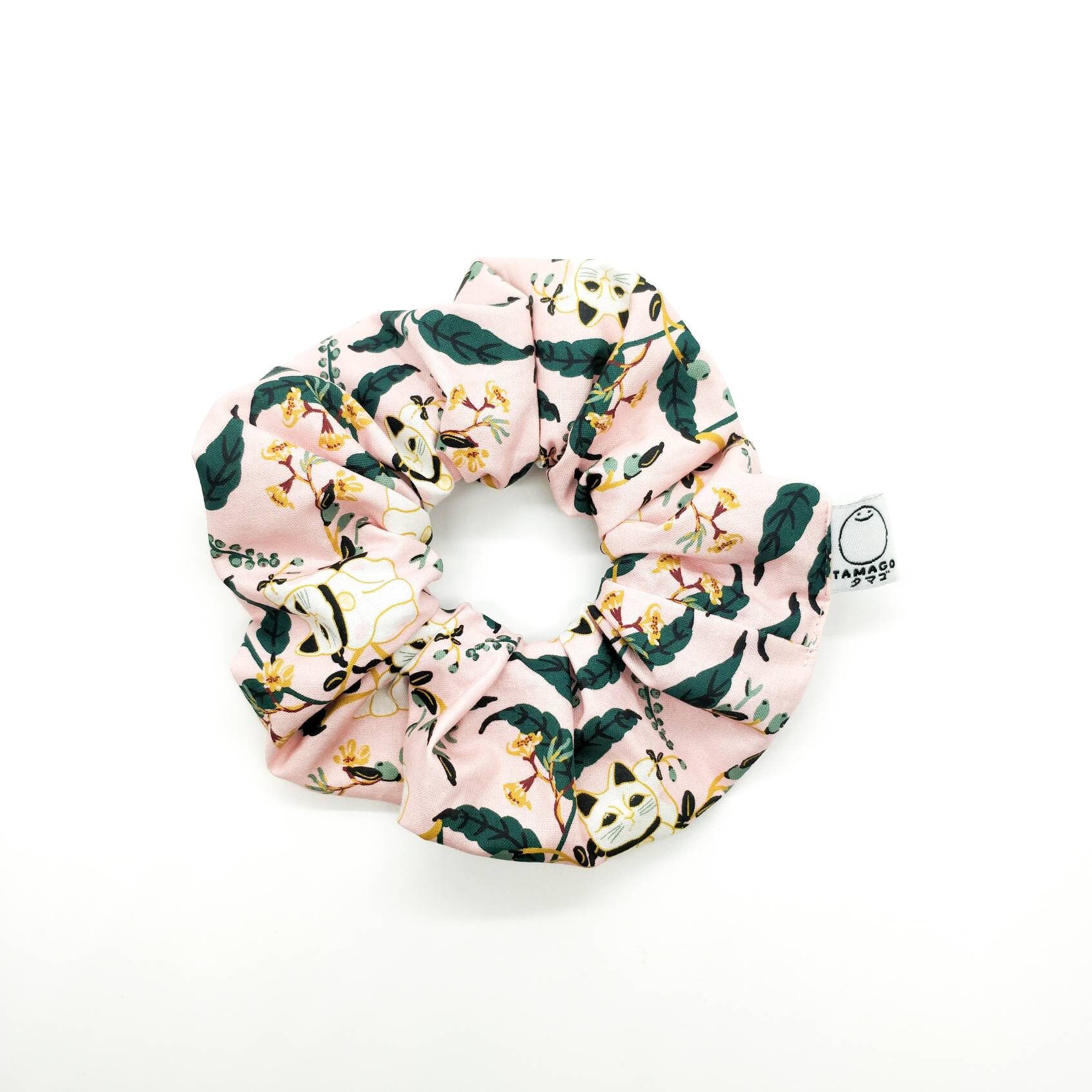 Japanese Cotton Hair Scrunchie Lucky Cat 招き猫 Cat Scrunchies | Etsy