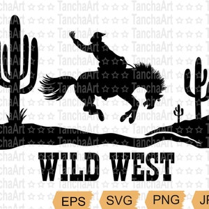 Vaquero SVG Vaquero Caballo Silueta Salvaje Oeste SVG Imprimir Arte ...