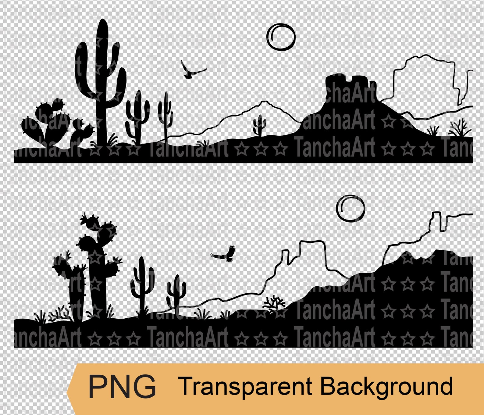 Western Desert Landscape SVG Arizona Desert Svg Cactuses | Etsy