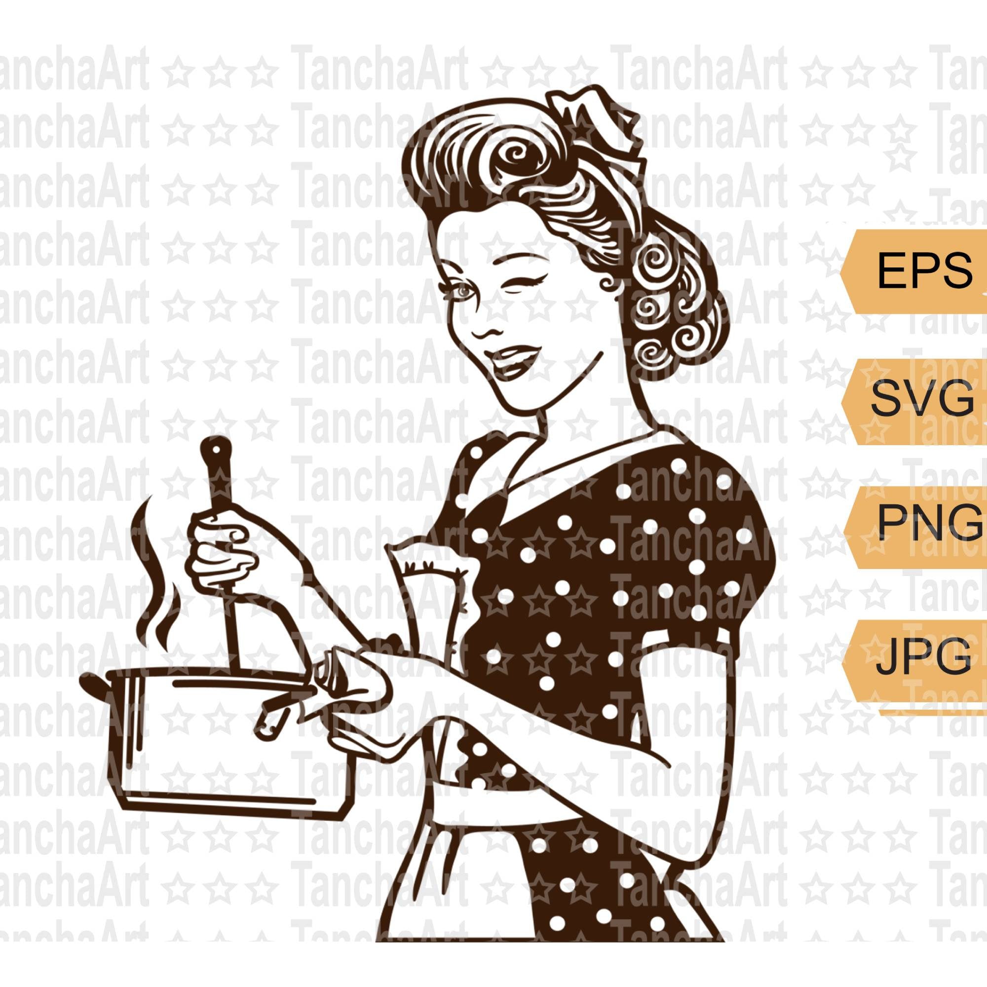 Woman Cooking Clipart Black And White