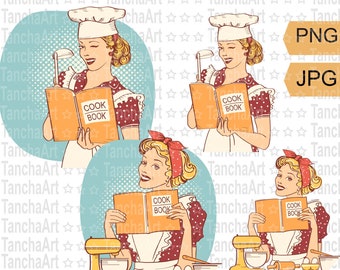 Retro Woman Cooking PNG Pin up Woman Printable Cut File PNG JPG Pin up ...