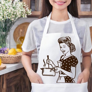 Retro Woman Cooks SVG Printable Cut File for Cricut Chef Housewife With ...