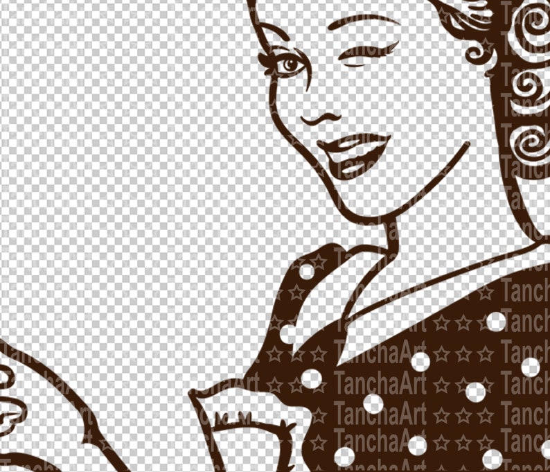 Retro Woman Cooks SVG Printable Cut File for Cricut Chef | Etsy