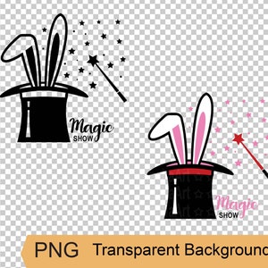 Magic Trick SVG Magic Hat and Rabbit SVG Cut File Magical Stick ...