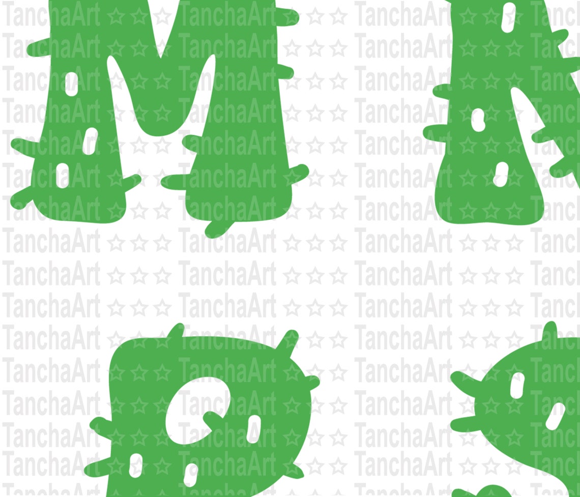 Cactus Letters Svg Cut File Cactus Alphabet Printable Cactus - Etsy