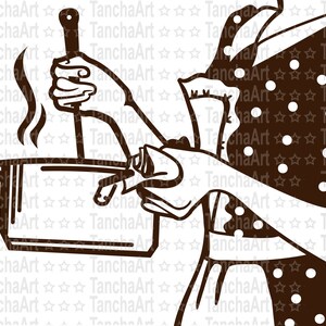 Retro Woman Cooks SVG Printable Cut File for Cricut Chef - Etsy UK