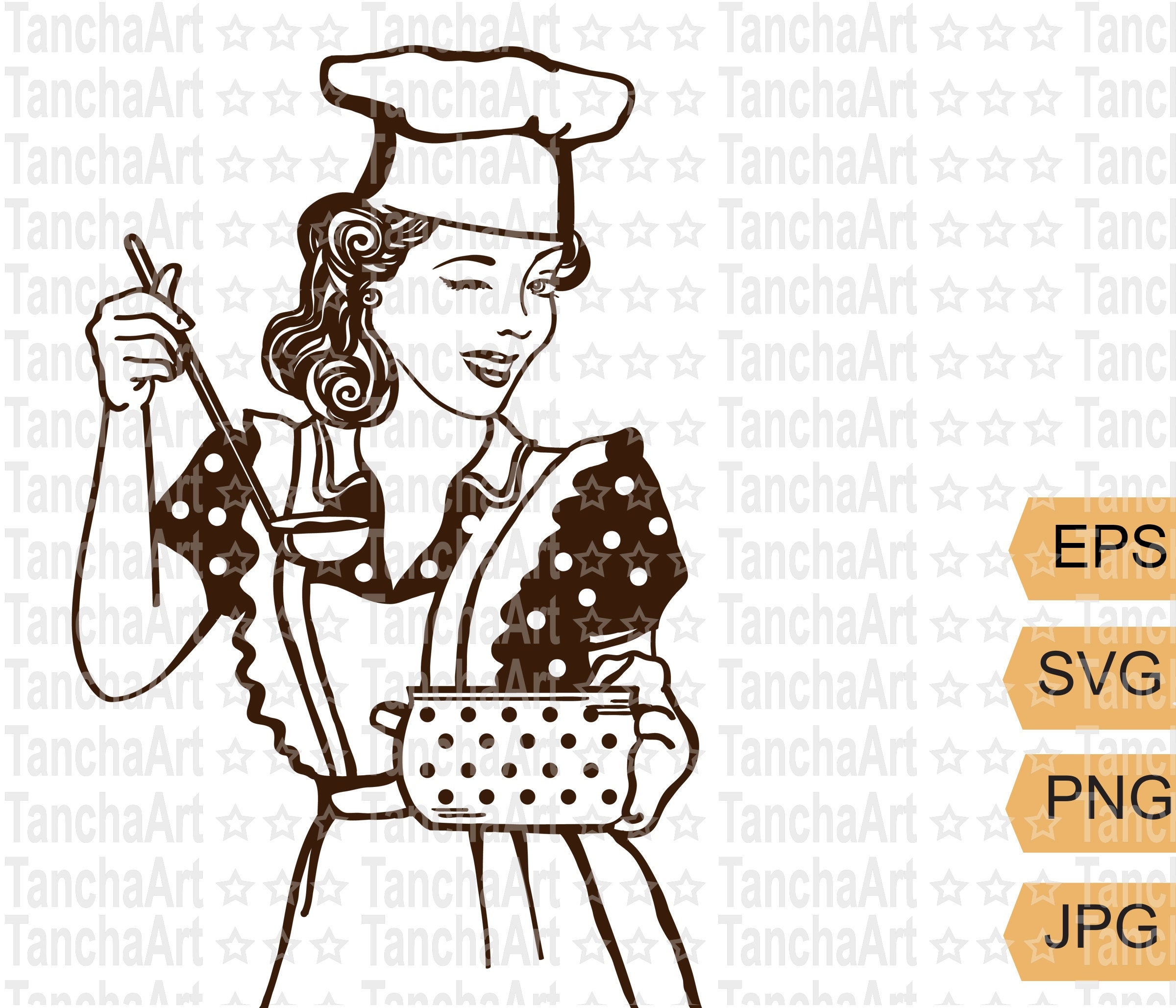 Retro Woman Svg Housewife Cooks SVG PNG Printable Cut File - Etsy