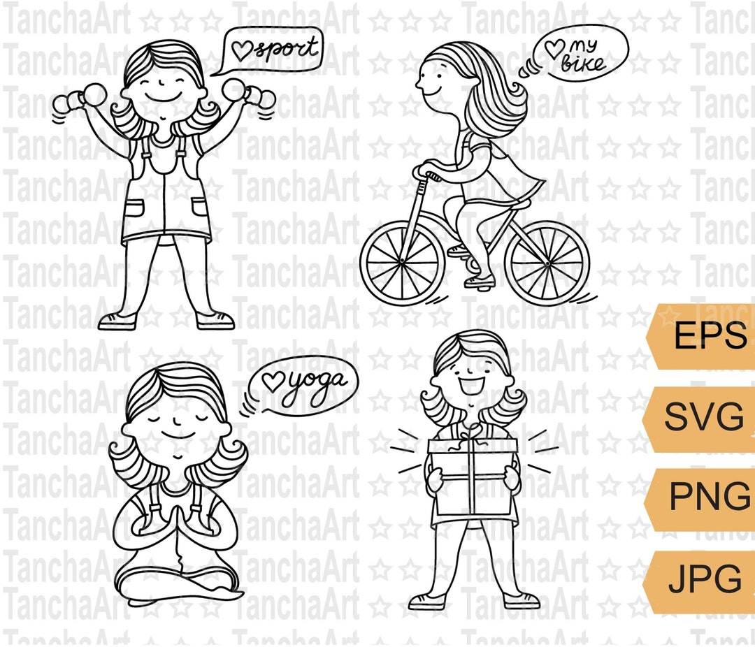 Cute Girls Svg Bundle Cut File for Cricut Hand Drawn Girls - Etsy