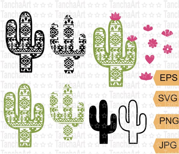 Cactus Aztec Pattern SVG Bundle Instant Download Cut File for | Etsy