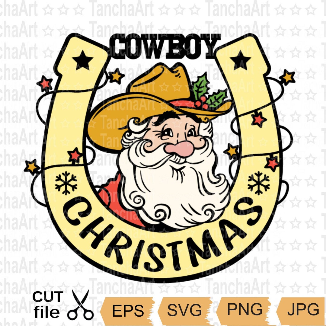 Cowboy Christmas Svg Printable File Cowboy Santa Svg Png for - Etsy