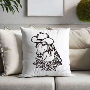 Horse Head Svg, Horse Cowgirl Svg, Horse Cowboy Hat Flowers Decor Svg ...