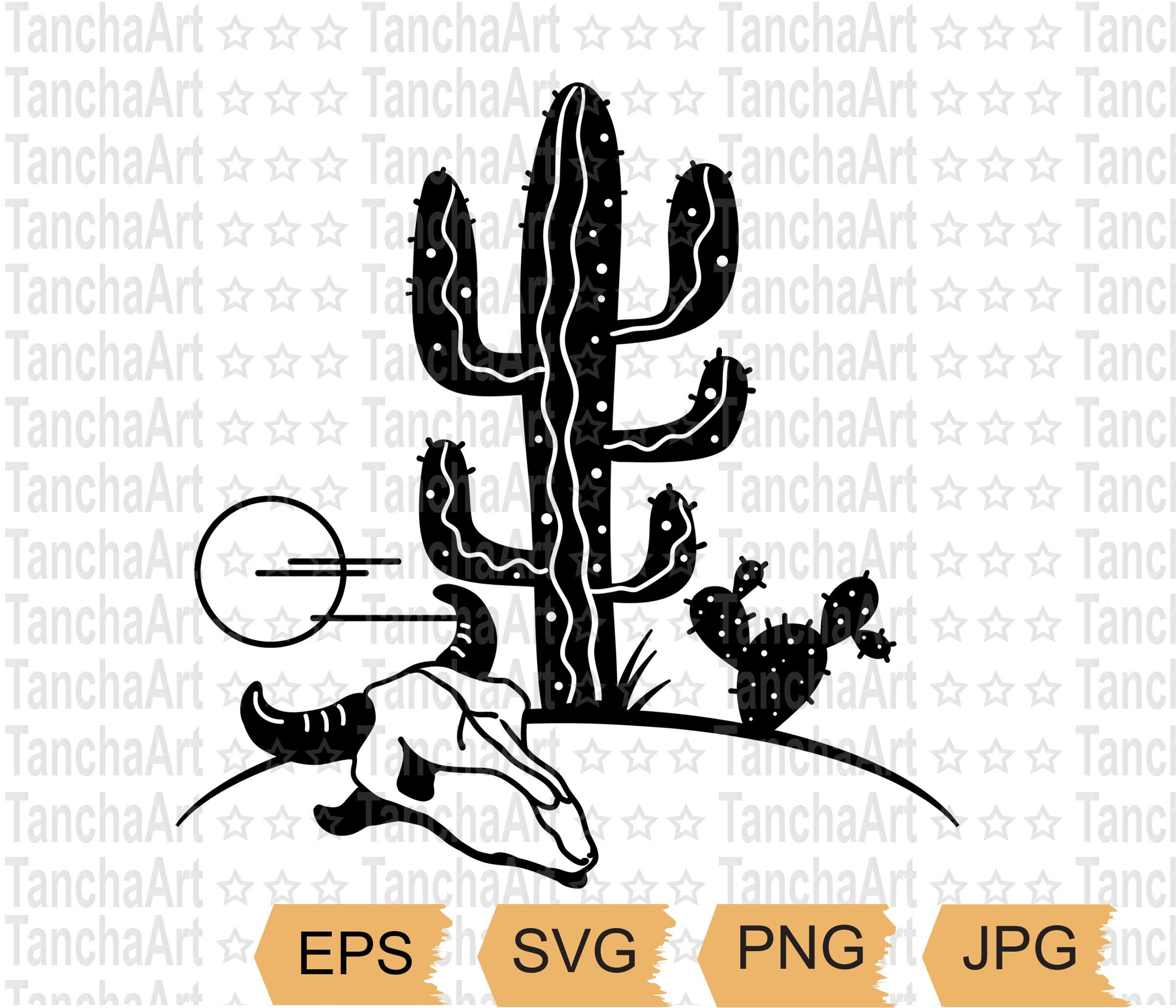 Cactus Desert Svg Bull Skull Cut Western Svg American - Etsy