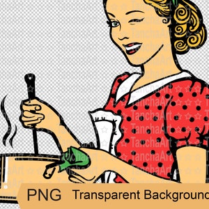 Retro Woman Chef Printable Cut File SVG PNG Pin up Housewife in the ...