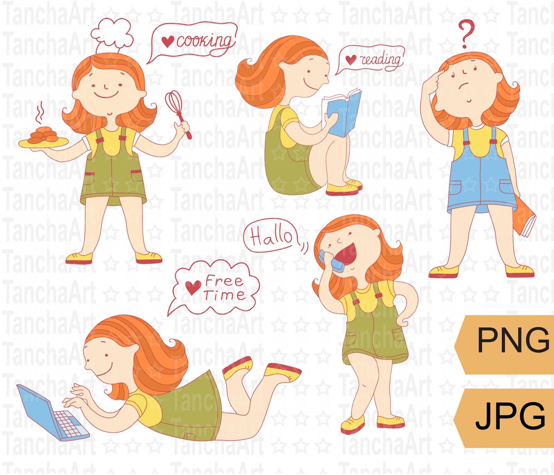 Cute Girls Clipart PNG Printable Digital File Sublimation, Girl Loves ...