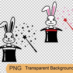 Magic Trick SVG Magic Hat and Rabbit SVG Cut File Magical Stick ...