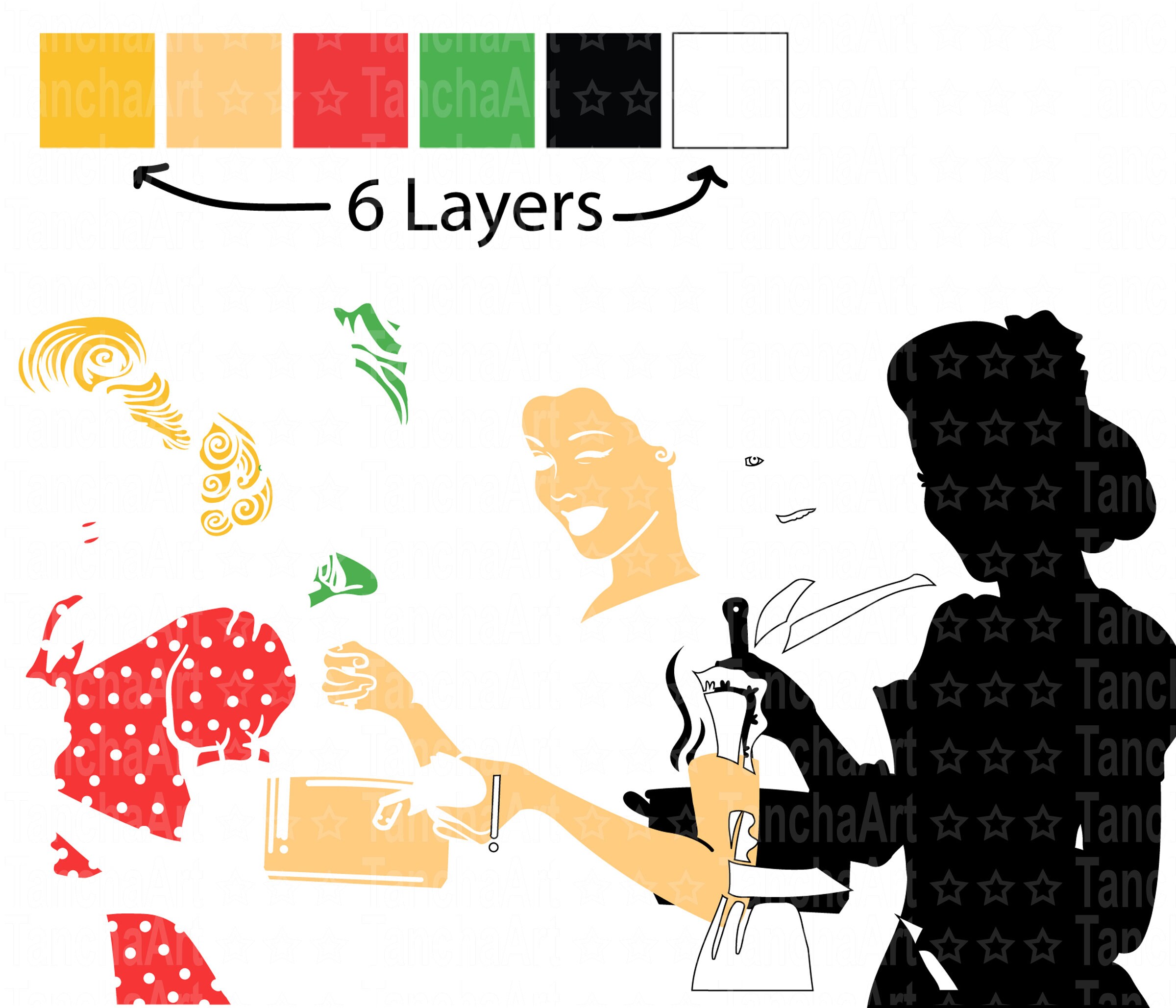 Retro Woman Chef Printable Cut File SVG PNG Pin up Housewife in the ...