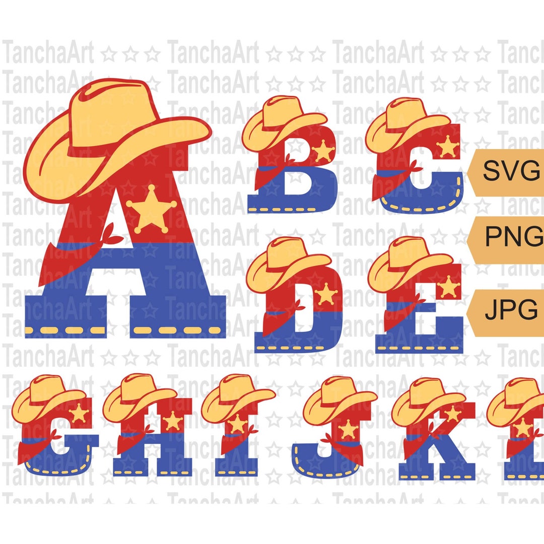 Cowboy Alphabet SVG Cowboy Letters SVG Western Digital Letters Little ...