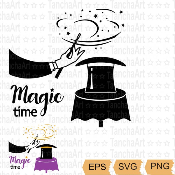 Magic Hat and Wand Svg - Etsy