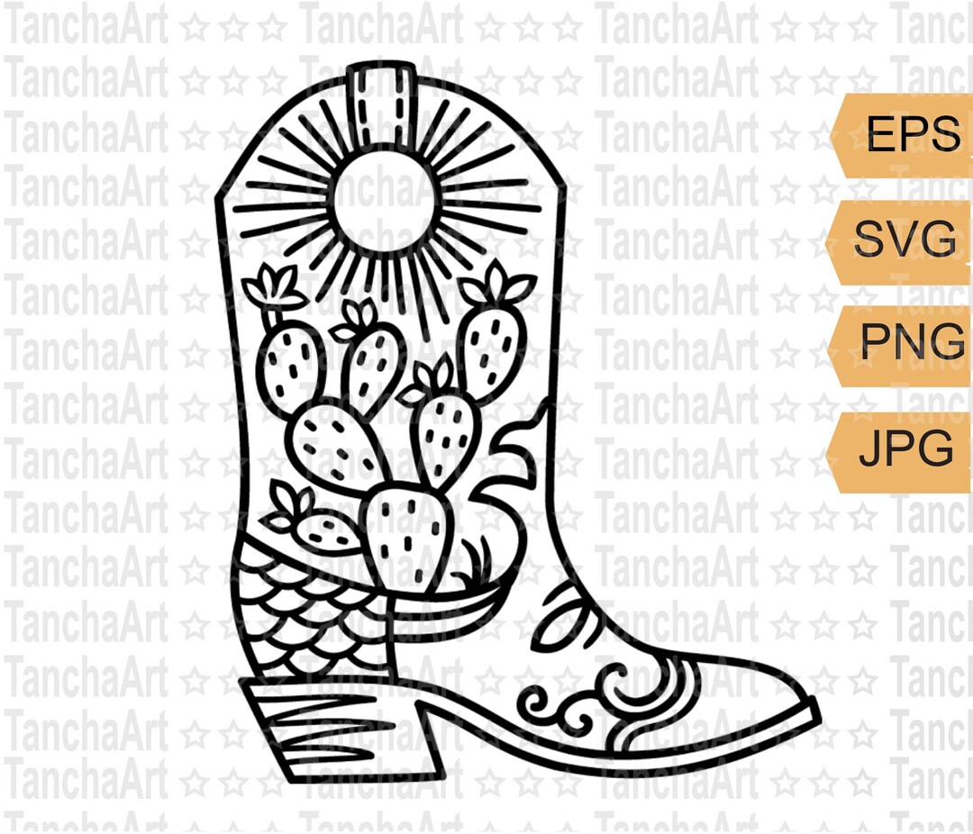 Cowboy Boots Cut File Svg for Cricut Cowboy Boot Cactus - Etsy