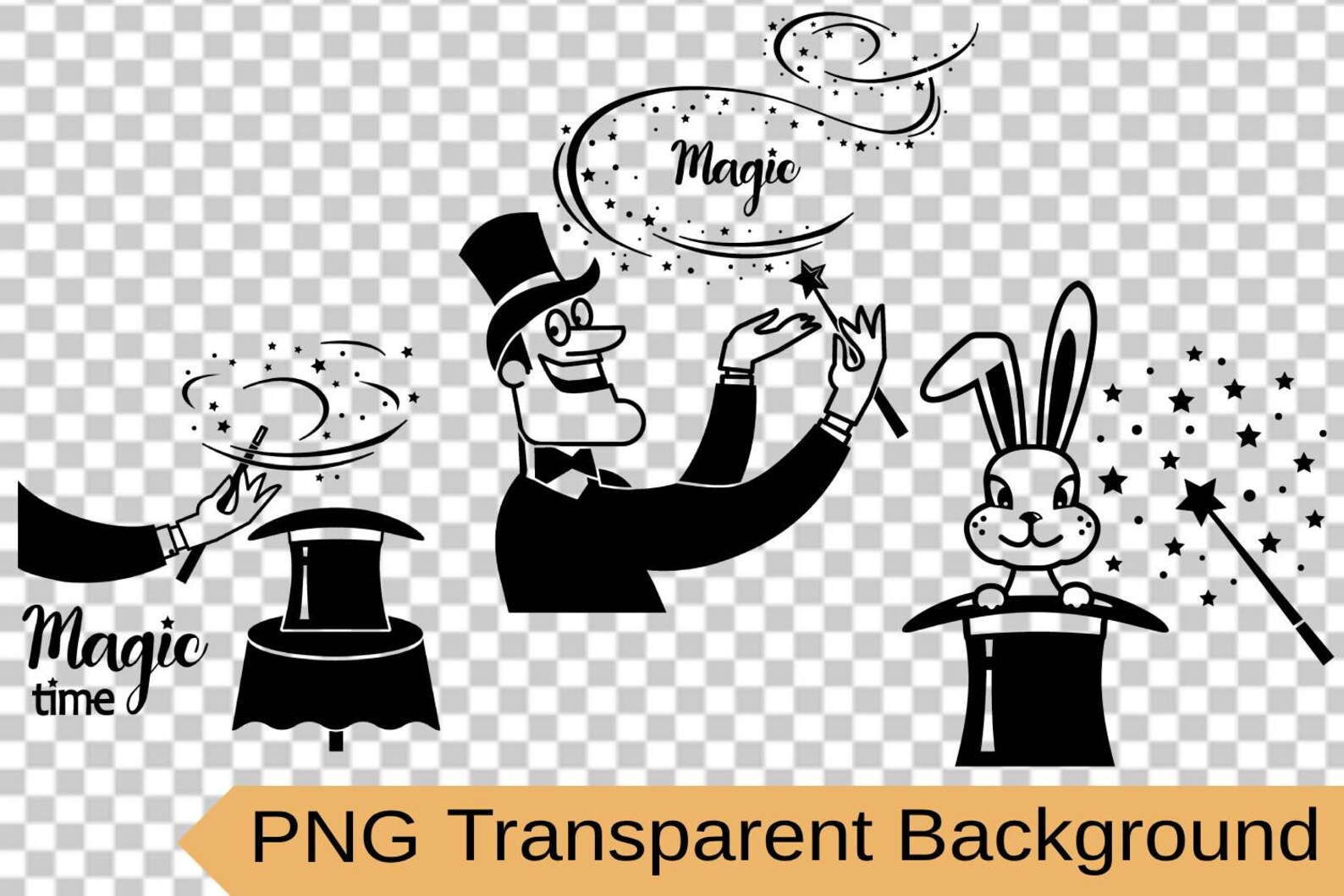 Magic Trick SVG Magic Hat and Rabbit SVG Cut File Magical Stick ...