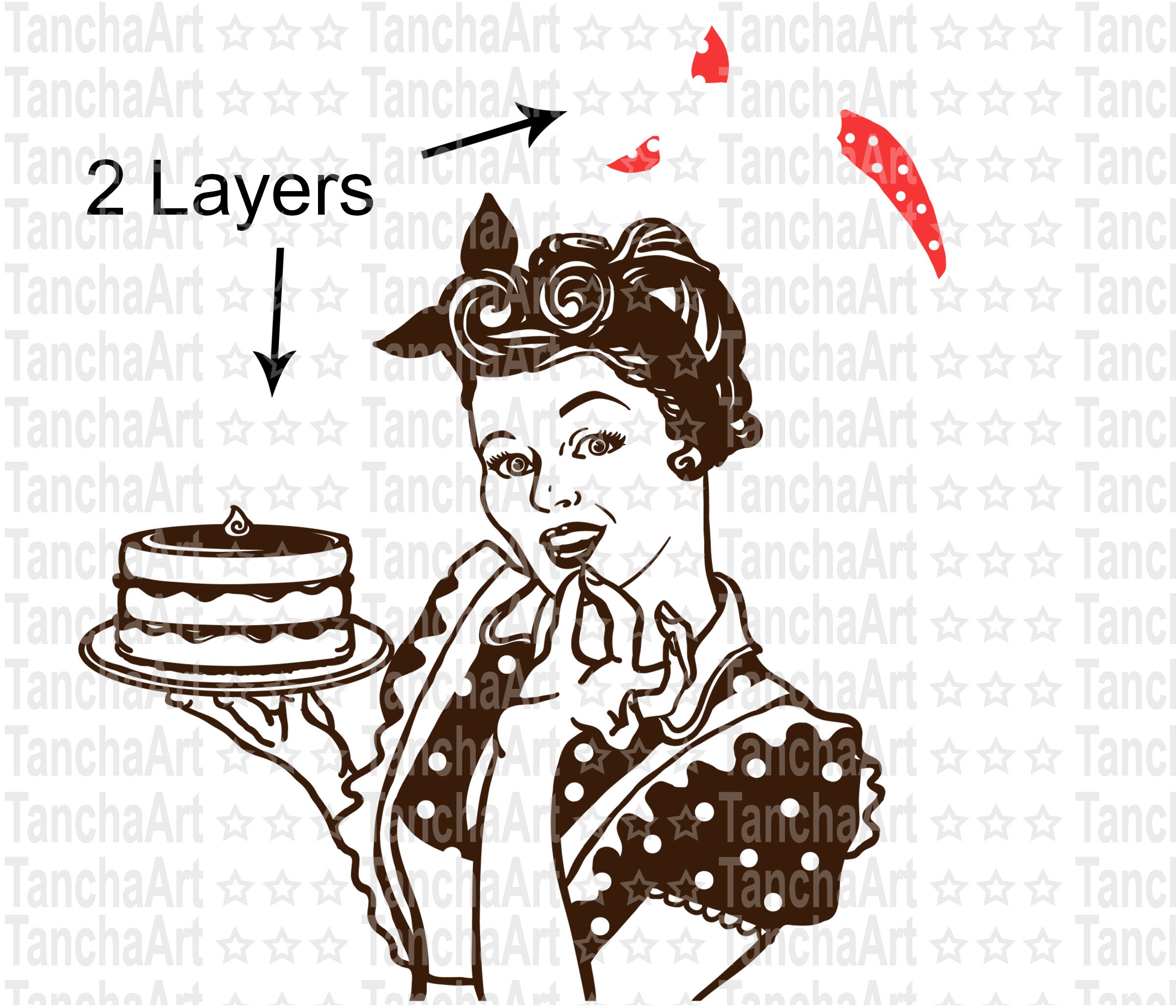 Retro Woman Chef Pin up Woman With Plate Sweet Cake SVG - Etsy Canada