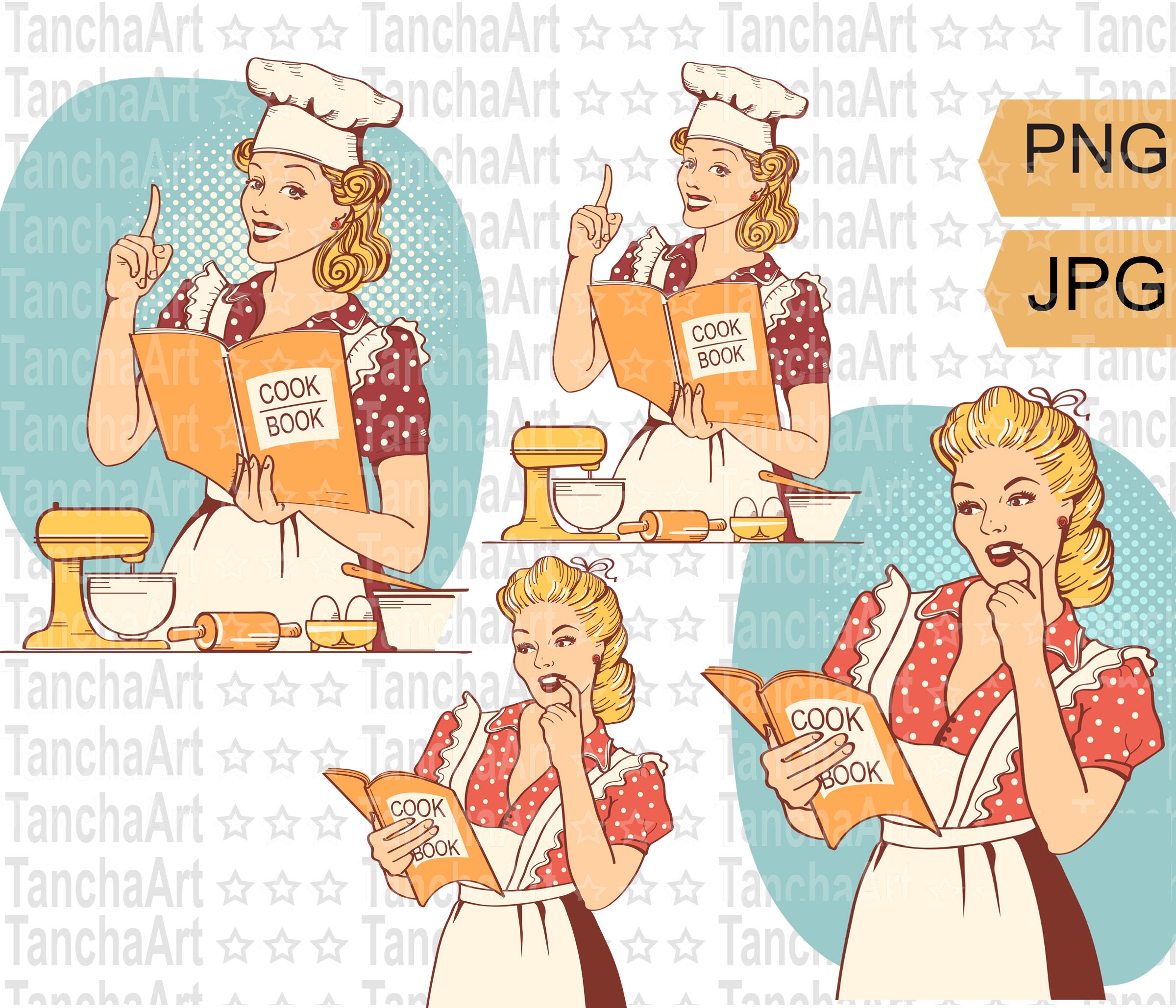 Retro Housewife Cooking Pin up Woman Printable Cut File PNG - Etsy
