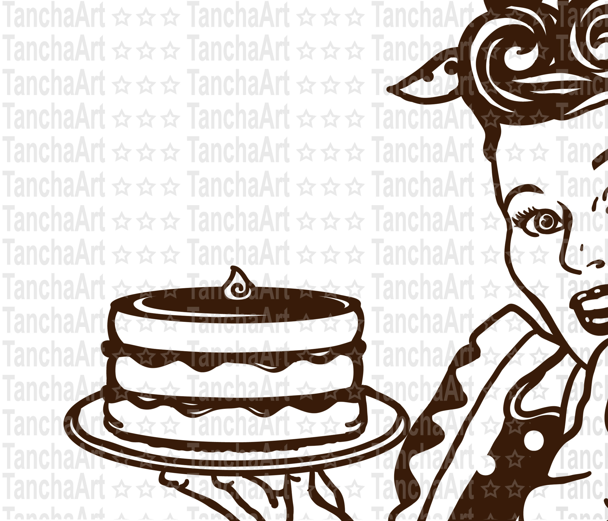 Retro Woman Chef Pin up Woman With Plate Sweet Cake SVG - Etsy Canada