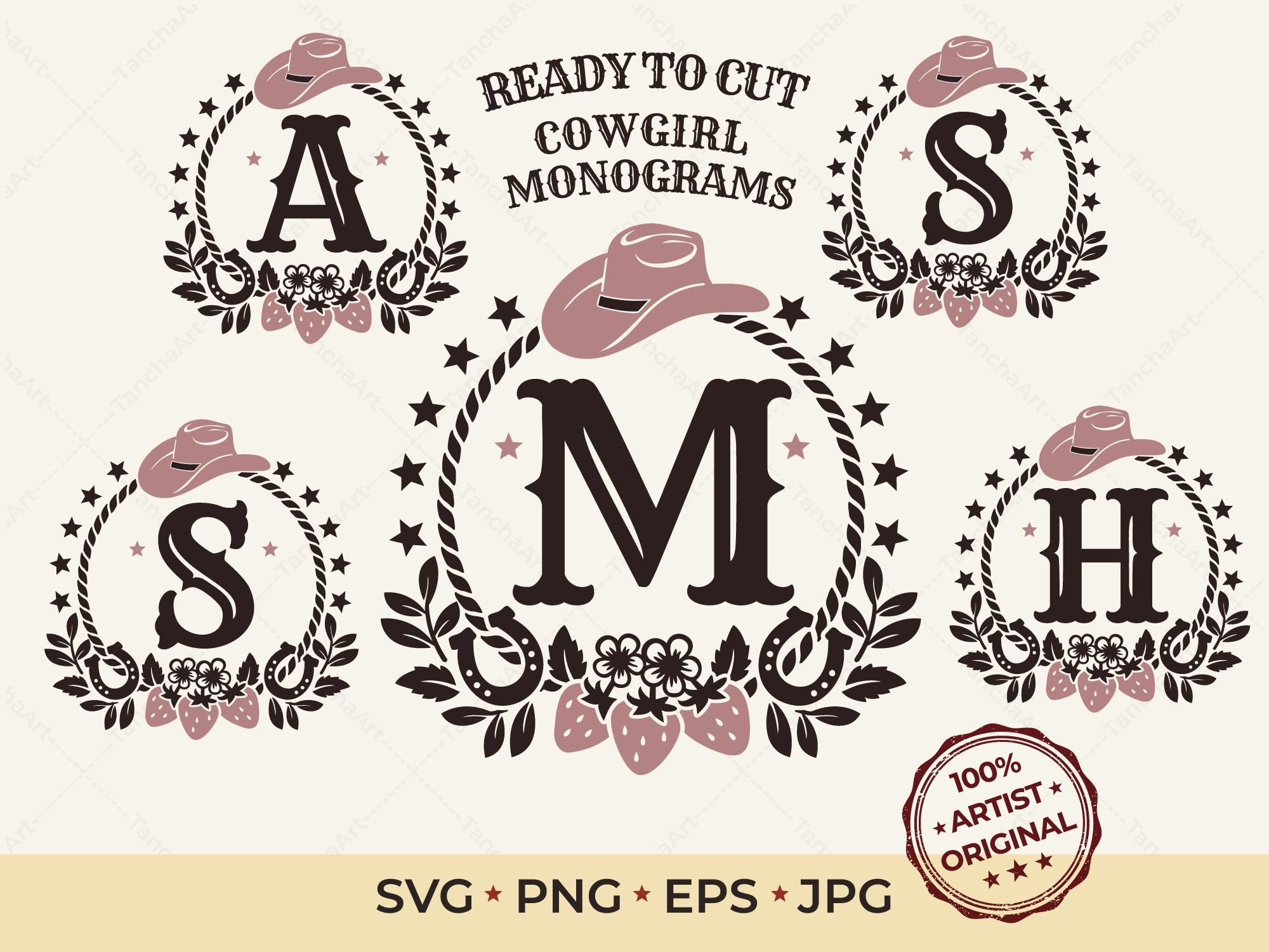 Coastal Cowgirl Monogram SVG, Western Alphabet Strawberry Letters ...