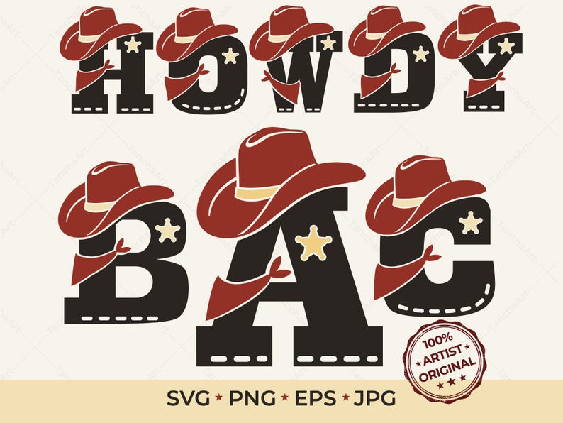 Cowboy Alphabet SVG Bundle | Western Bandana Letters | Rodeo Hat ...