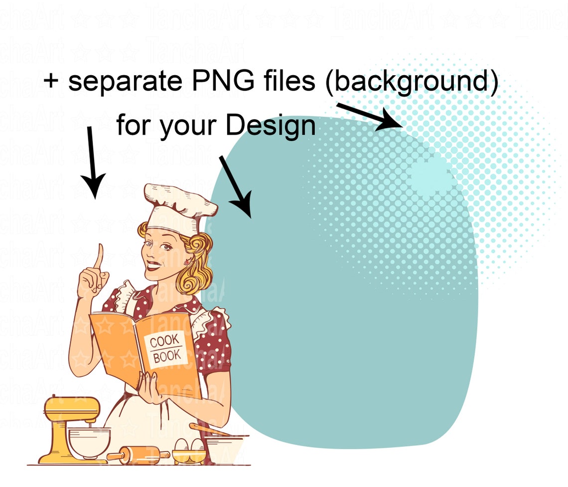 Retro Housewife Cooking Pin up Woman Printable Cut File PNG - Etsy