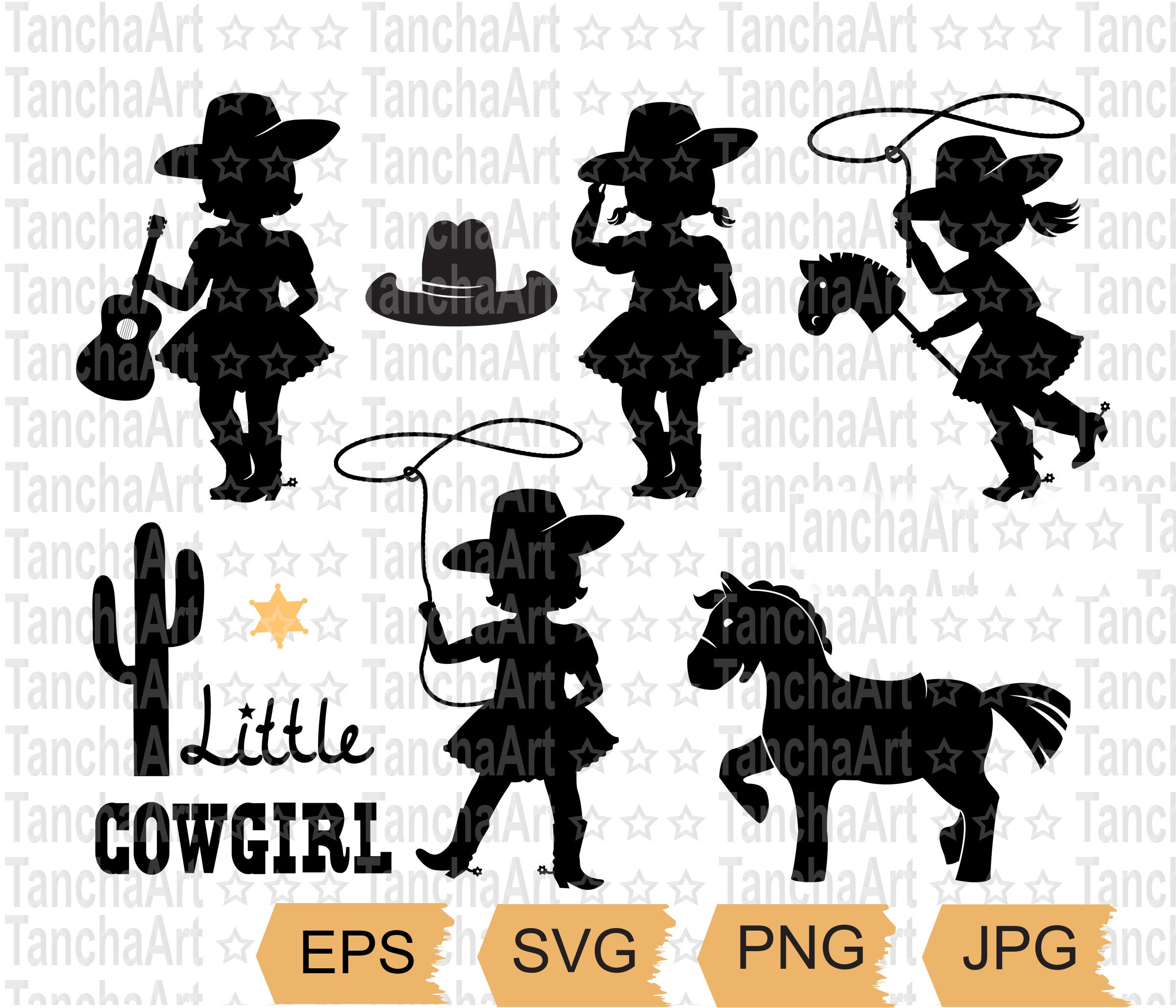 Little Cowgirl Silhouette Clip Art