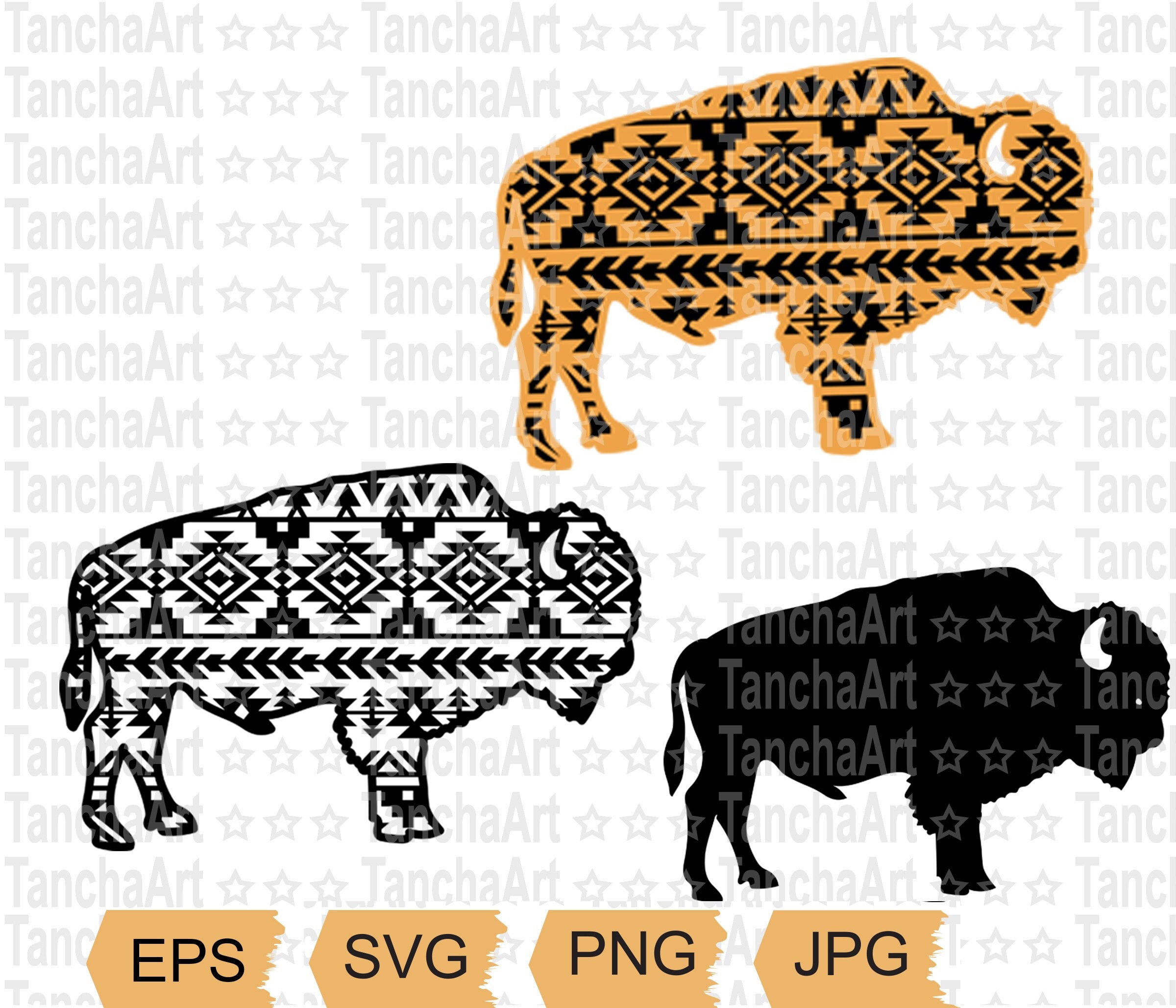 Bison Aztec Svg Bison Tribal Pattern SVG Bundle Print Art Cut - Etsy