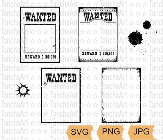 Wanted poster SVG Wanted frame for portrait Bundle Wanted | Etsy