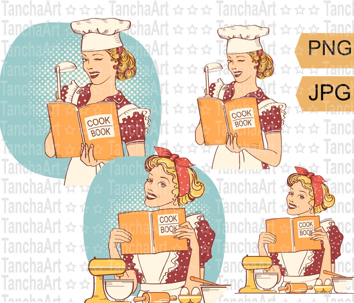 Retro Woman Cooking PNG Pin up Woman Printable Cut File PNG - Etsy