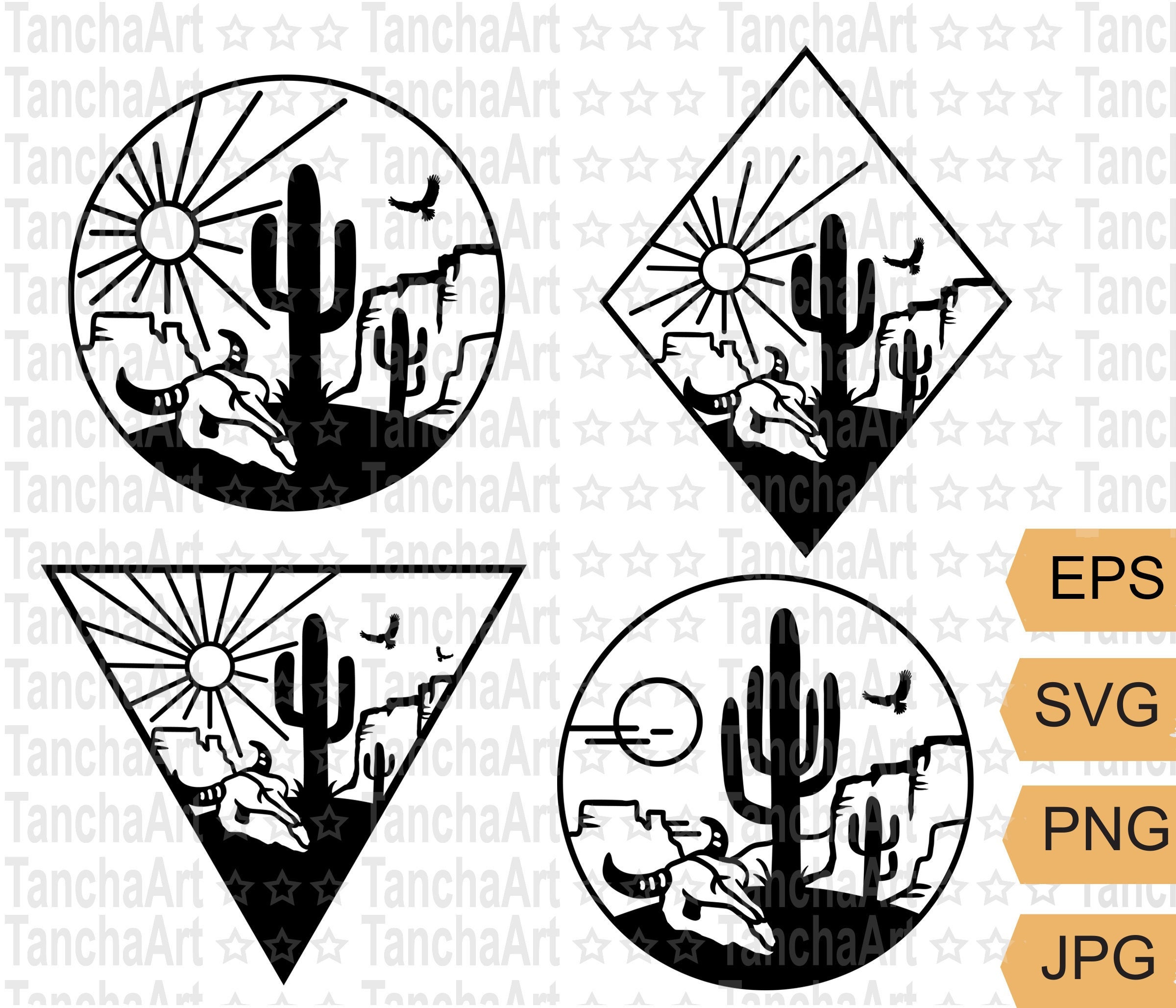 Cactus SVG File Desert Landscape SVG Scene Cactuses Cut - Etsy Australia