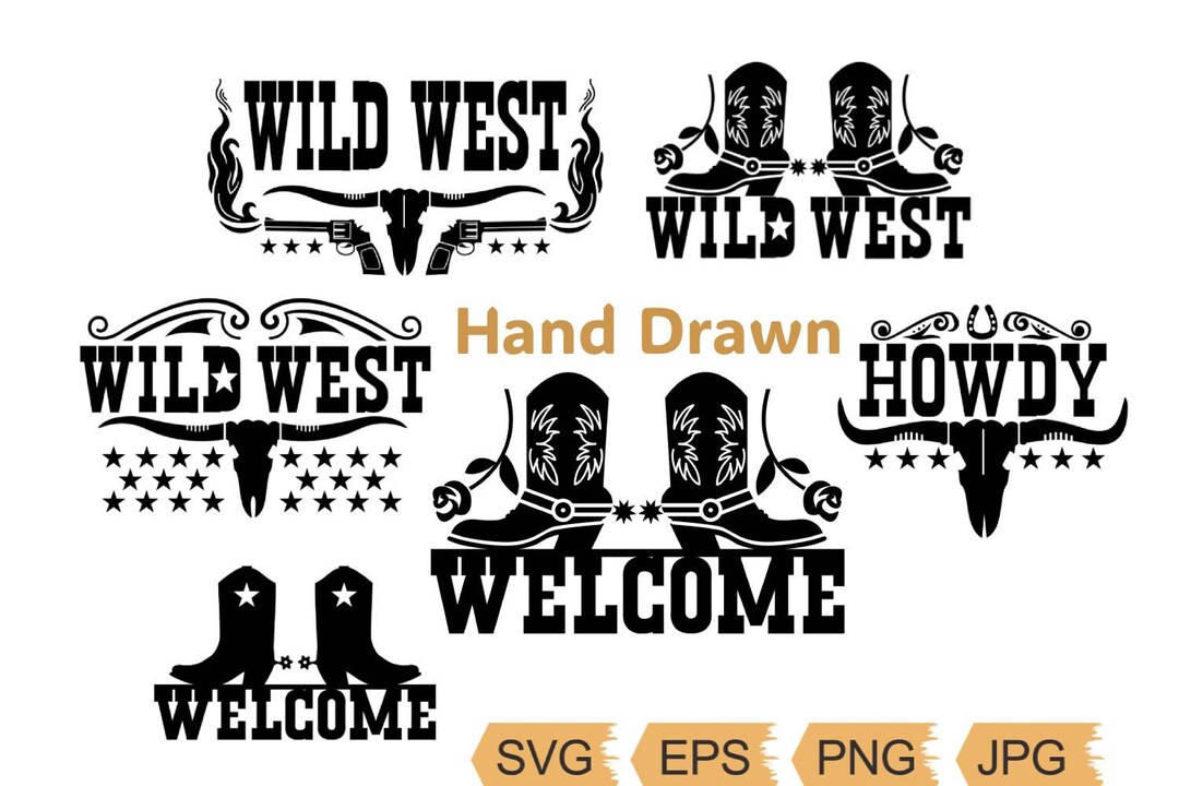 Wild West SVG Bundle, Western Welcome Sign, Cowboy Boots Clipart ...