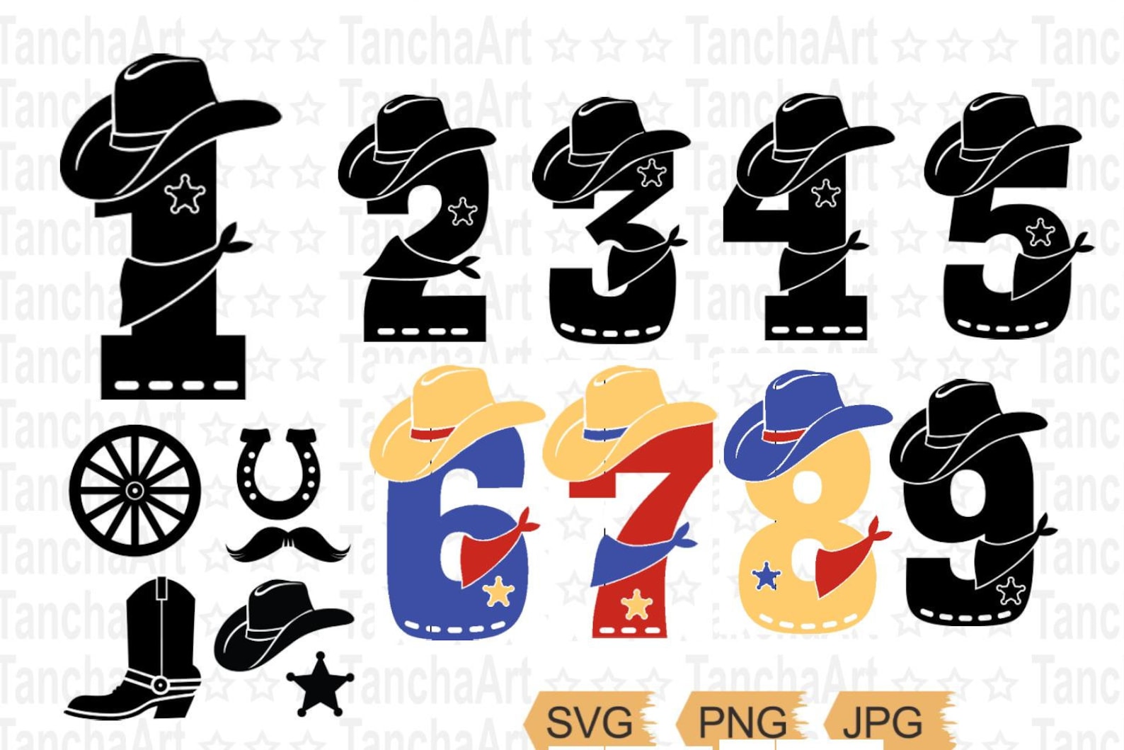 Cowboy Numbers SVG: Wild West Birthday Clipart (digital Download) - Etsy