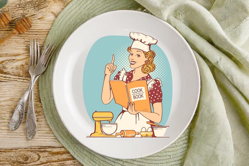Retro Housewife Cooking Pin up Woman Printable Cut File PNG Retro ...