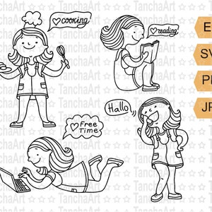 Active Girl Bundle Hand Drawn SVG Cut File Set for Cricut Silhouette ...