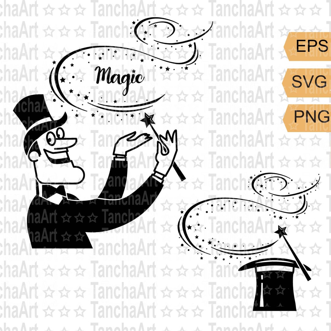Magician SVG Mystical Design for Silhouette Cutting Magic Wizard With ...