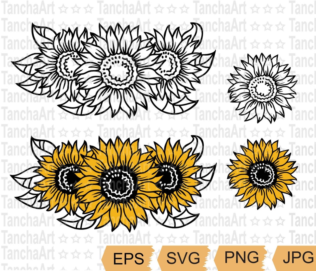 Sunflowers SVG Bundle Cut File for Cricut Sunflowers Printable Decor ...
