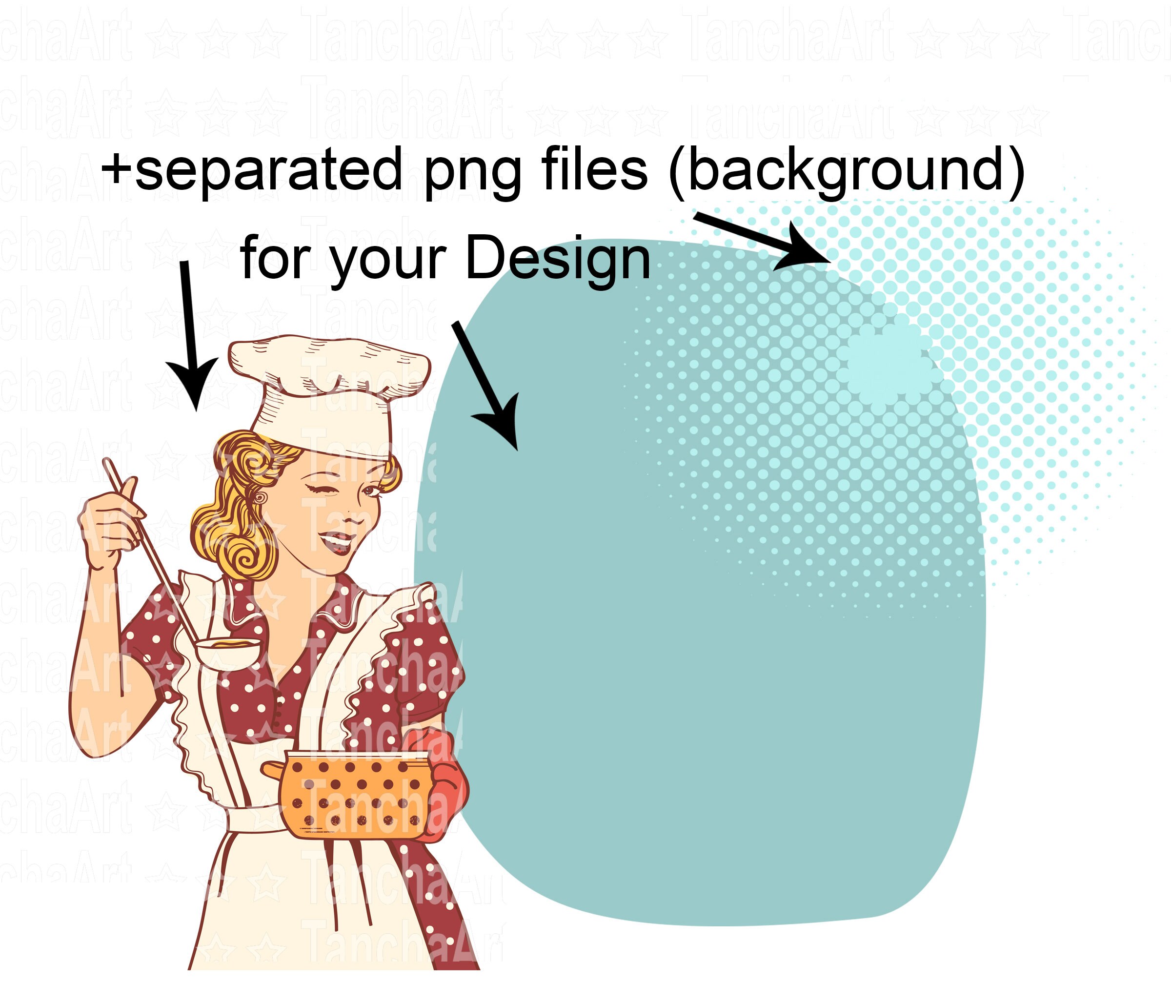 Retro Housewife Cooking Pin up Woman Printable Cut File PNG | Etsy