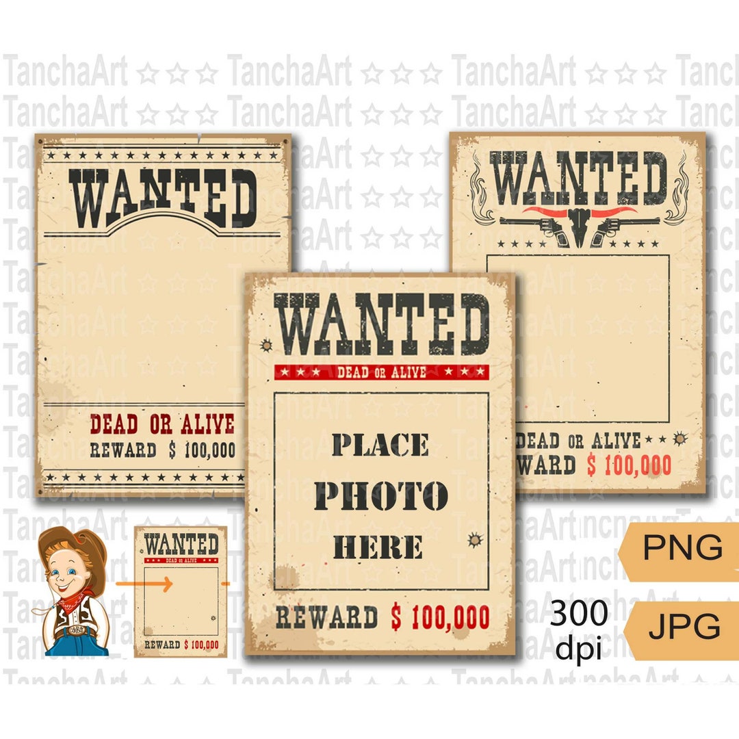 Buy Wanted Poster PNG Printable Wanted Birthday Poster Digital File Old ...