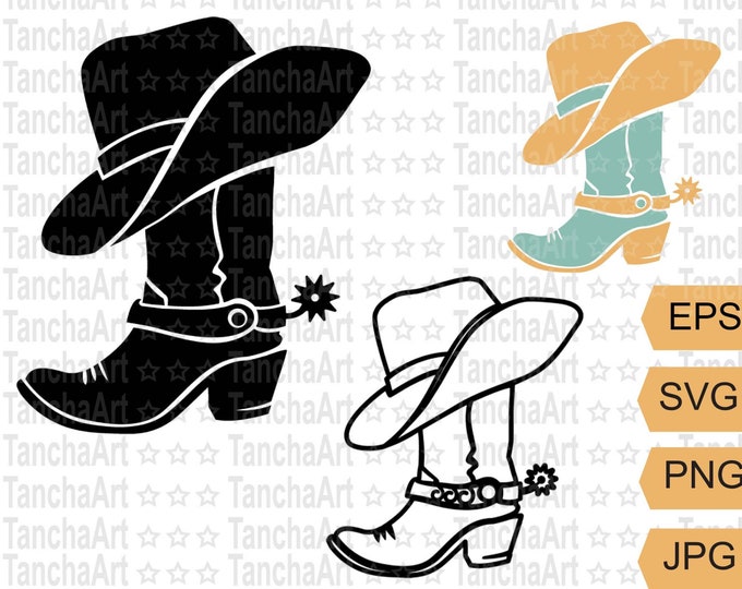 Cowboy Boot Hat SVG File, Cowboy Boots DXF, Cowboy Boots Hat Png ...