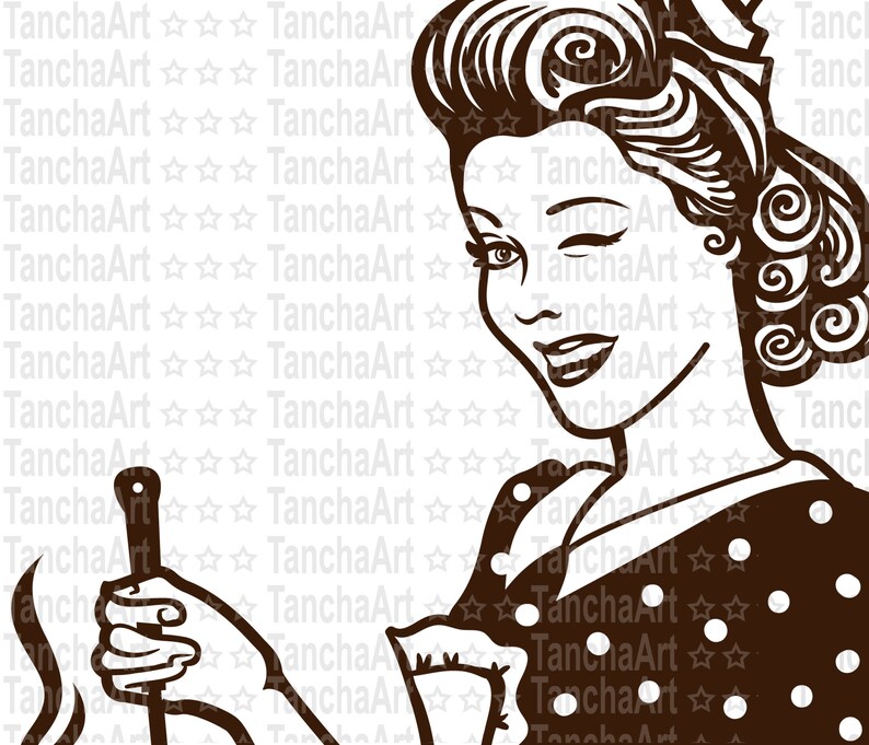 Retro Woman Cooks SVG Printable Cut File for Cricut Chef - Etsy UK