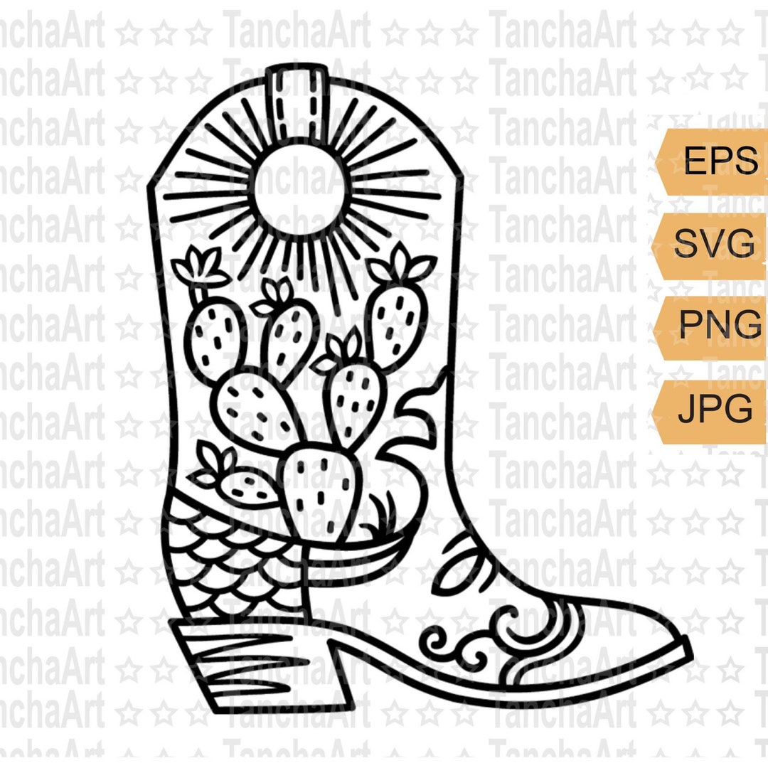 Cowboy boots cut file svg for cricut Cowboy boot Cactus - Etsy Portugal