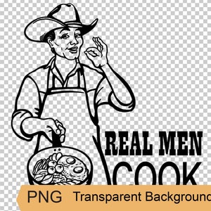 Cowboy Kitchen Art SVG Chef Man Cooking Printable Cut File SVG PNG Jpg ...