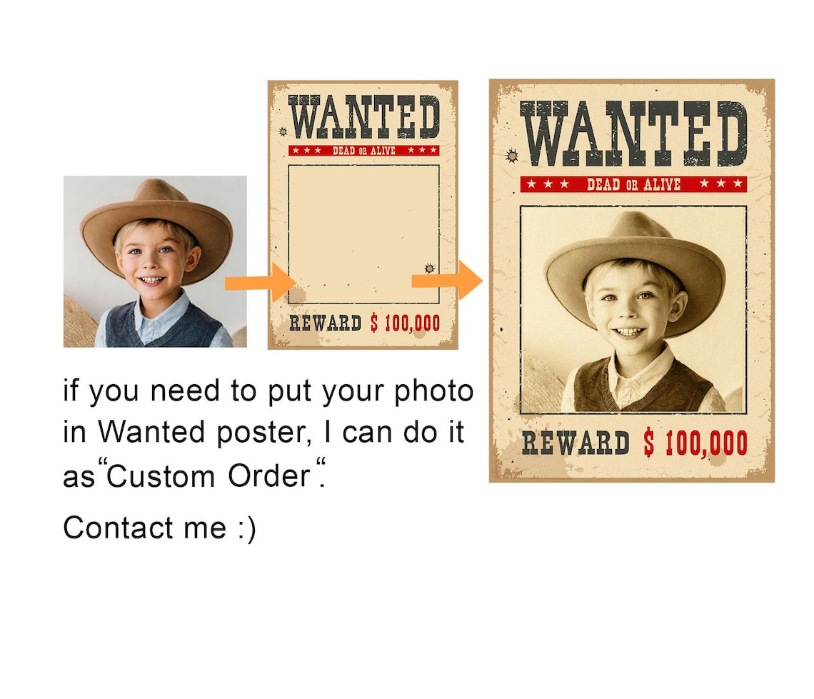 Blank Wanted Poster Bundle | Add Multiple Photos Frame | Vintage ...