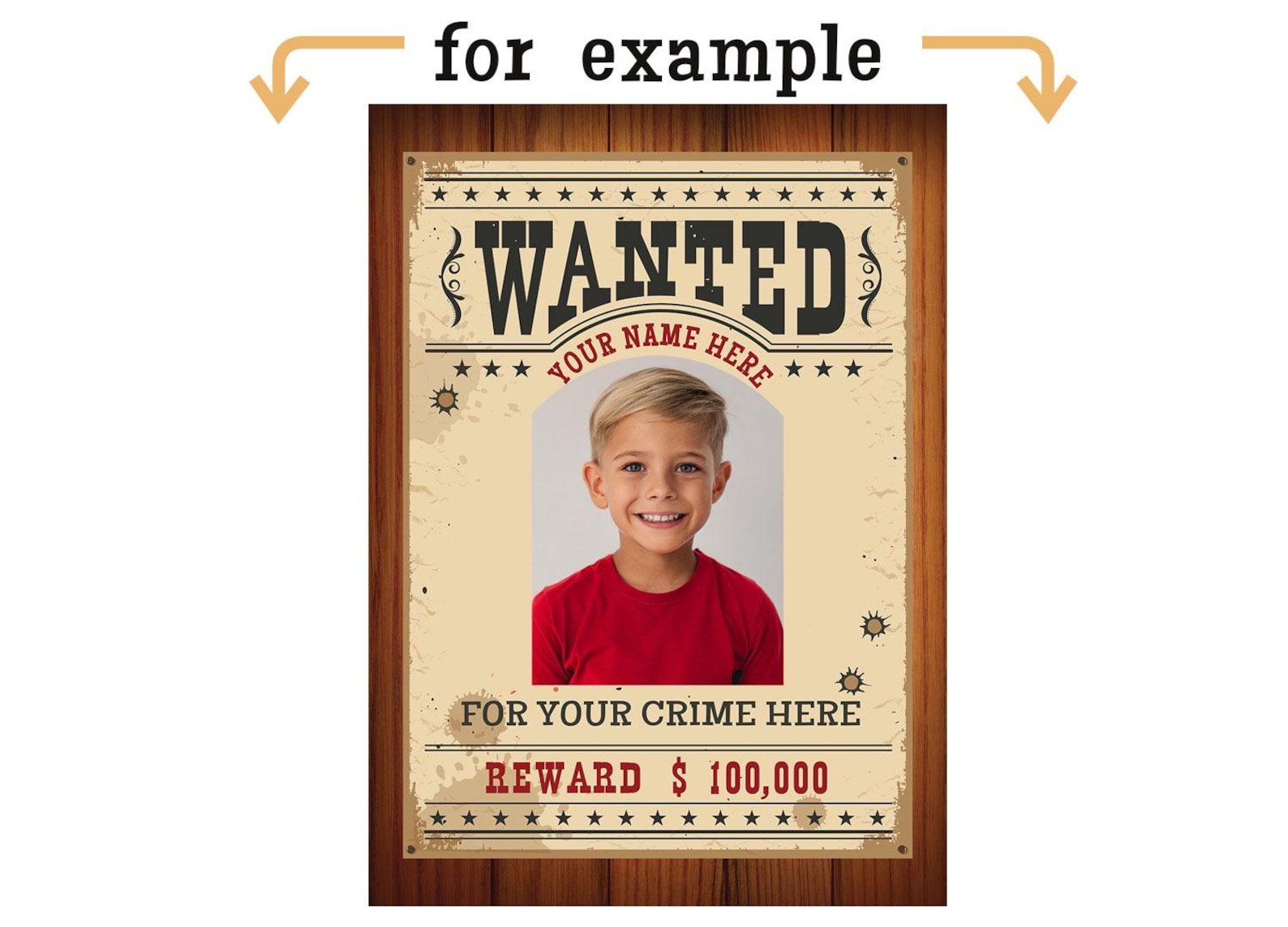 Personalized Wanted Poster JPG, PNG A4 Format 8,5x11 Inch, Custom Order ...
