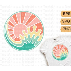 Sea Waves SVG Circle Label Sea Waves Sunrise Tropical Summer SVG Ocean ...